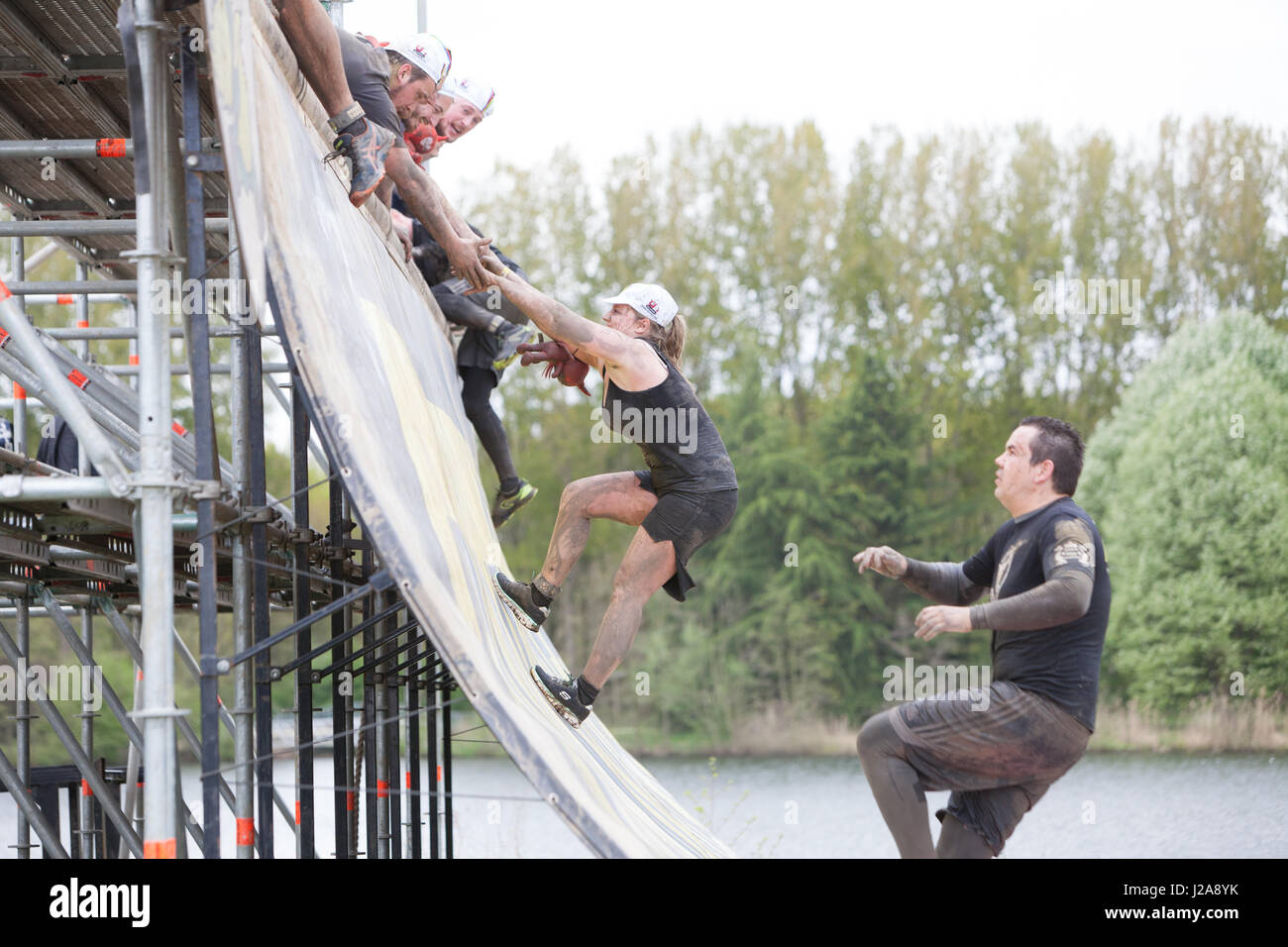 Editorial picture of contestants of the Strong Viking run obstacle race ...
