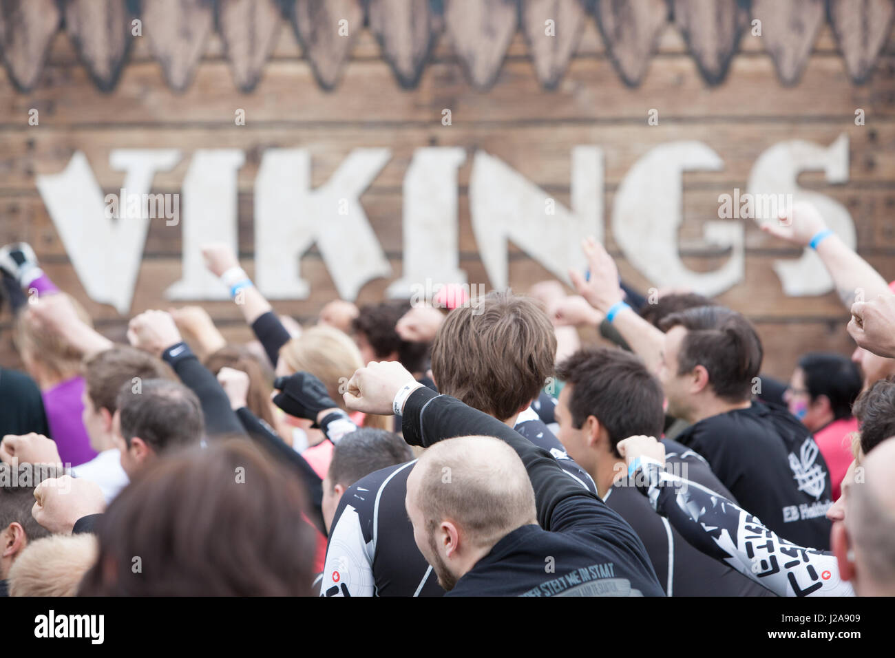 Editorial picture of contestants of the Strong Viking run obstacle race ...