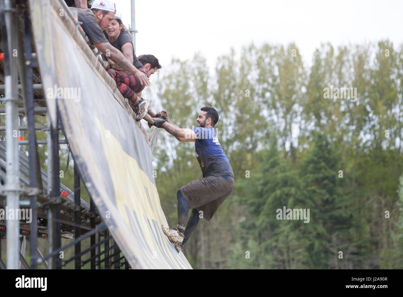 Editorial picture of contestants of the Strong Viking run obstacle race ...