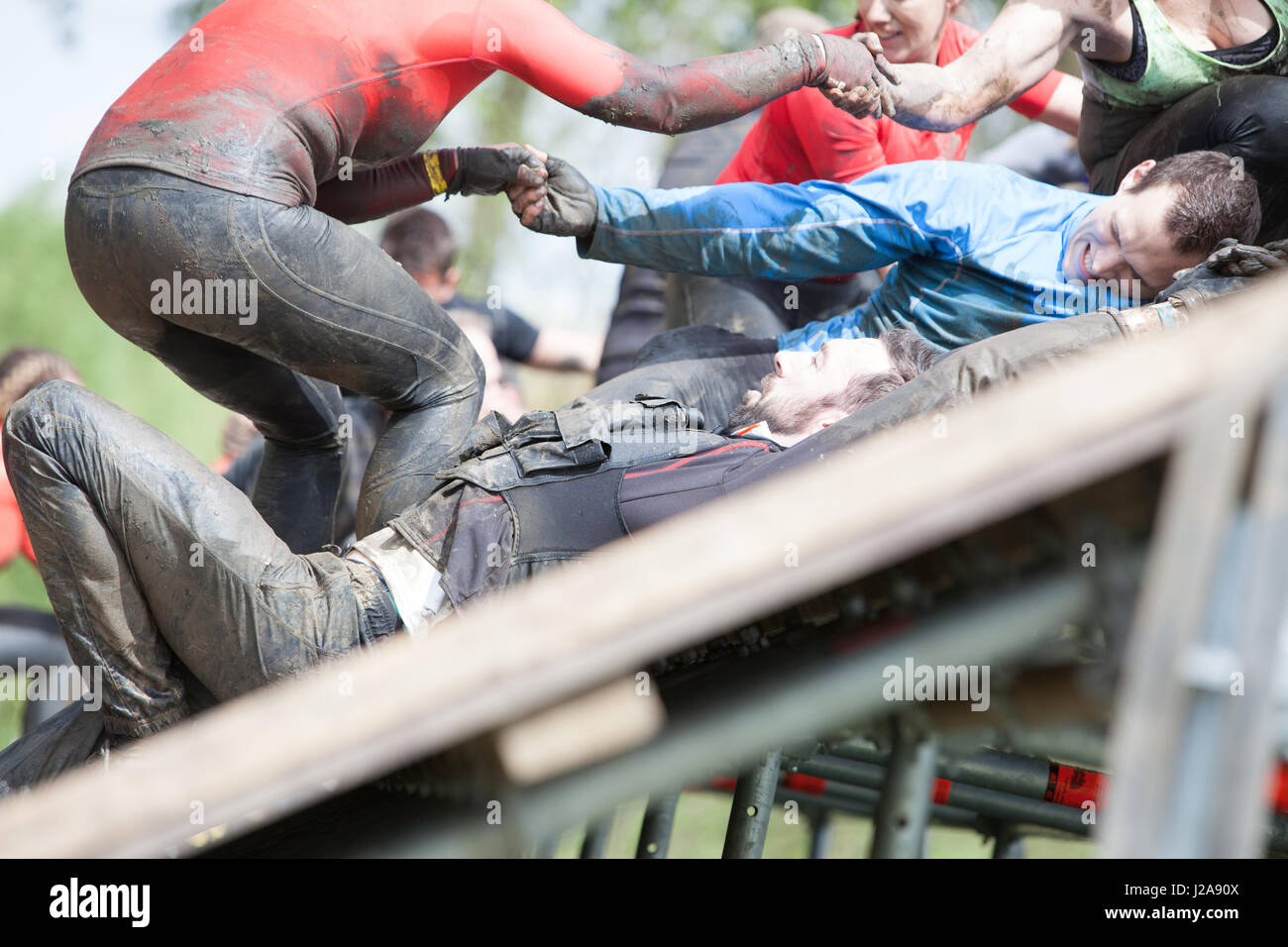 Editorial picture of contestants of the Strong Viking run obstacle race ...