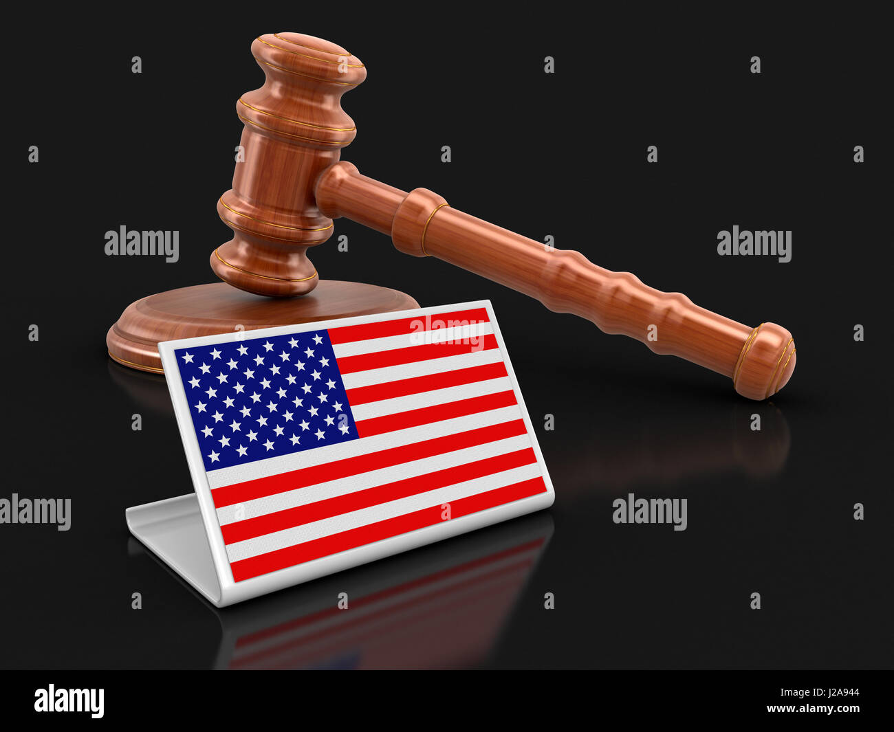 3d wooden mallet and US flag. Image with clipping path Stock Photo - Alamy