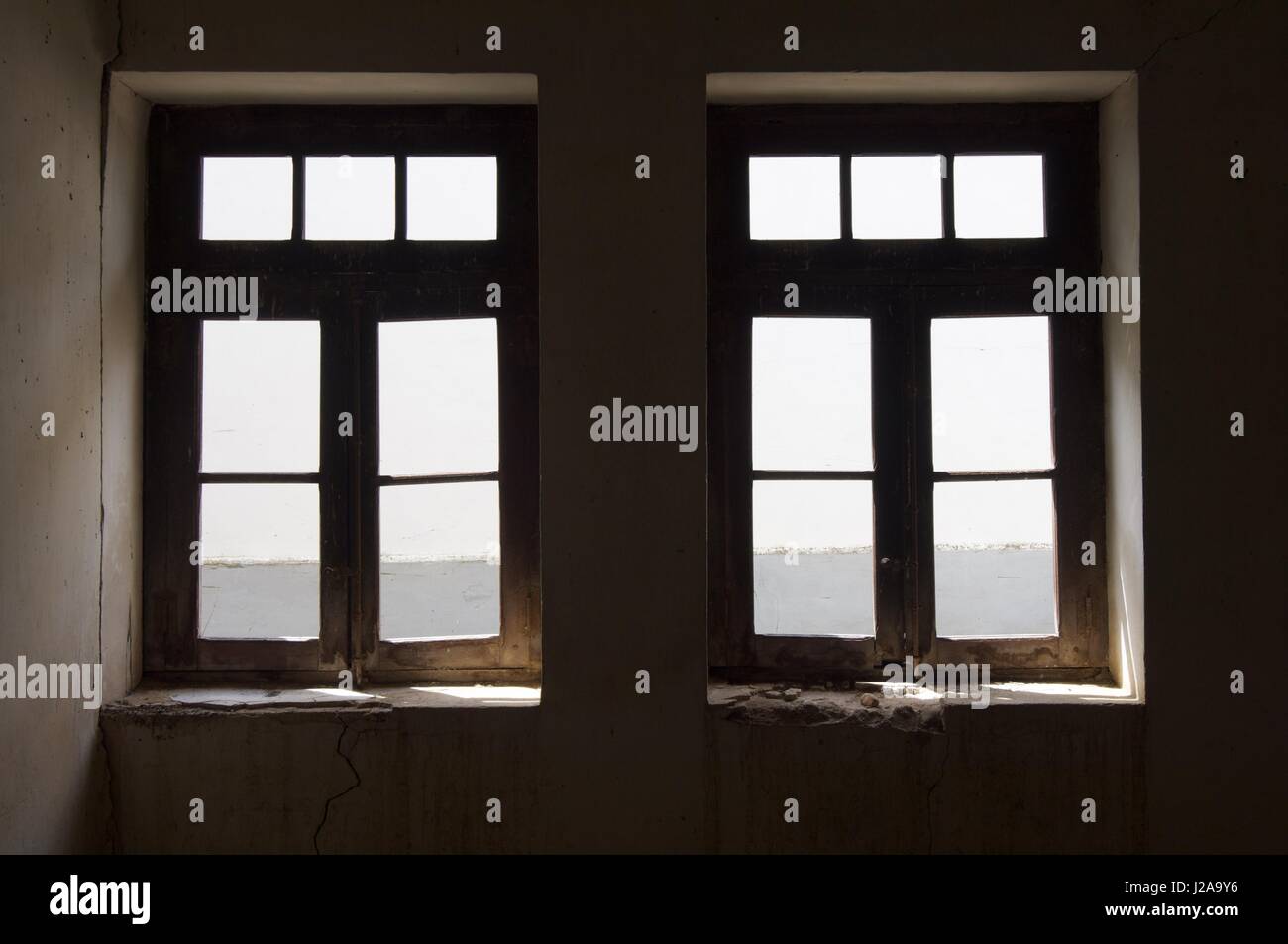 two old windows in an abandoned building Stock Photo - Alamy