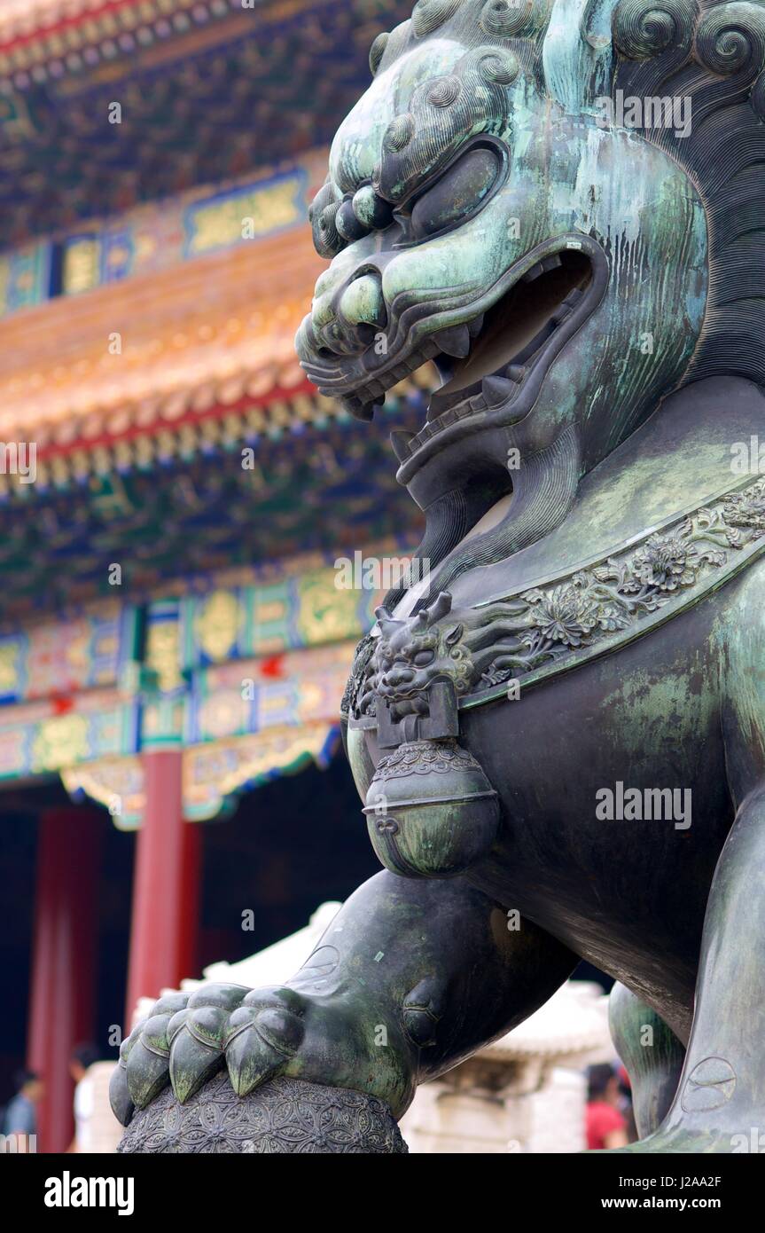 closeup of a lion in the Forbidden City, Beijing, China Stock Photo - Alamy