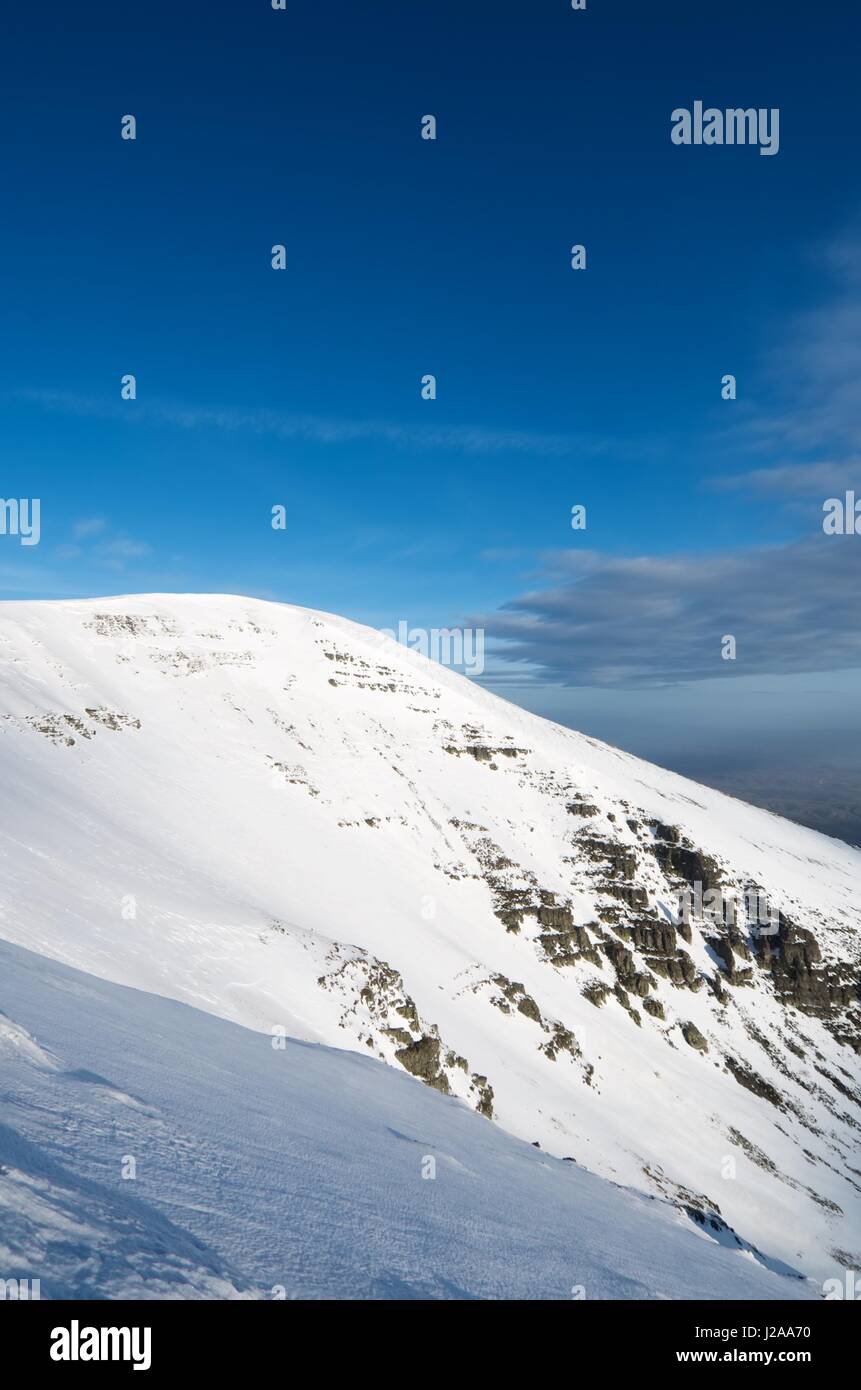 winter view of the eastern slopes of Moncayo peak. With an altitude of ...