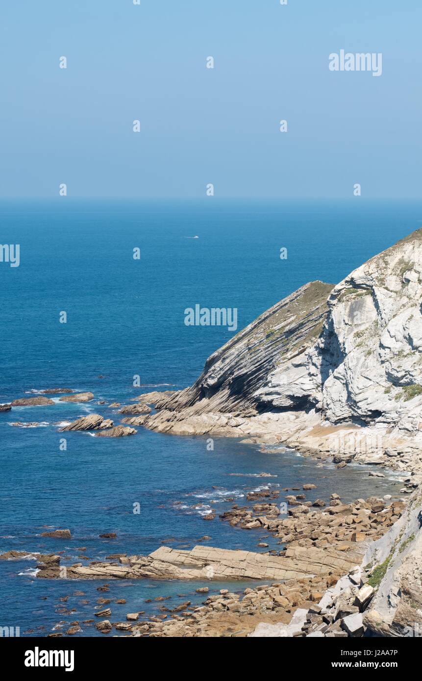 elevated view of the beach Barrika in Biscay, Basque Country, Spain ...
