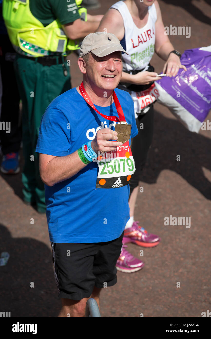 At the Virgin Money London Marathon Finish Line in the Mall Stock Photo ...