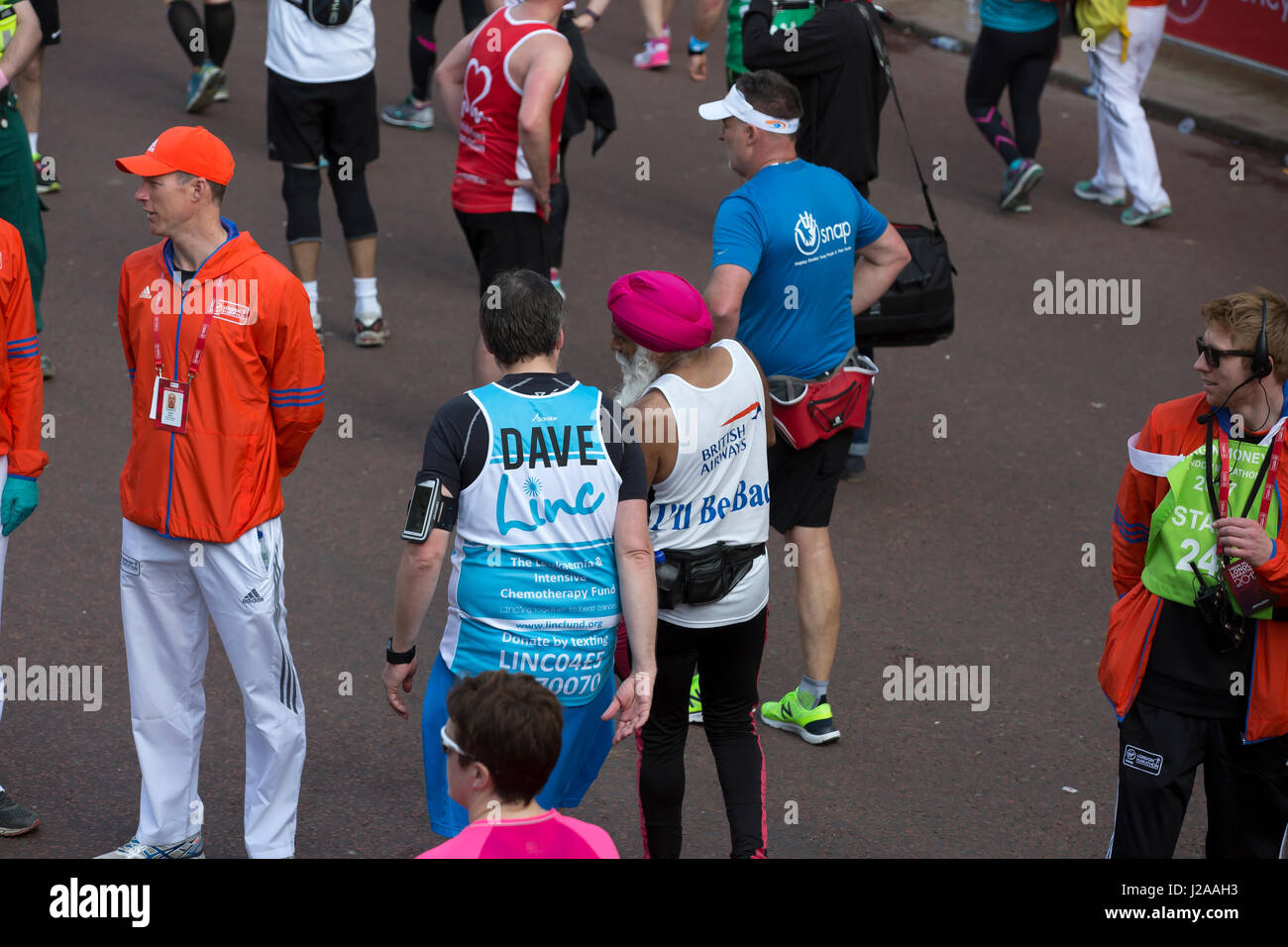 At the Virgin Money London Marathon Finish Line in the Mall Stock Photo ...
