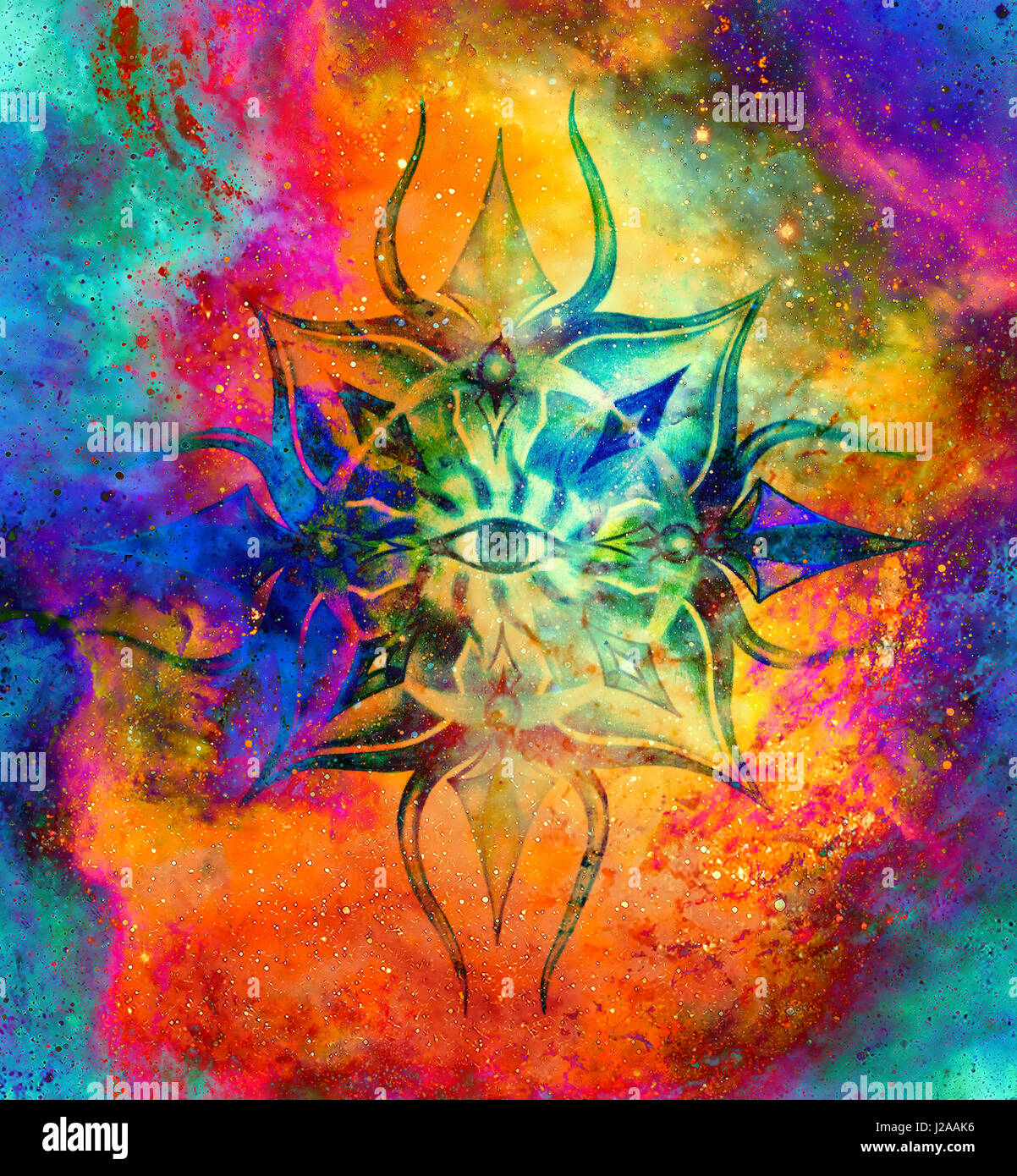 Ornamental mandala in cosmic space, Third Eye Chakra Stock Photo - Alamy