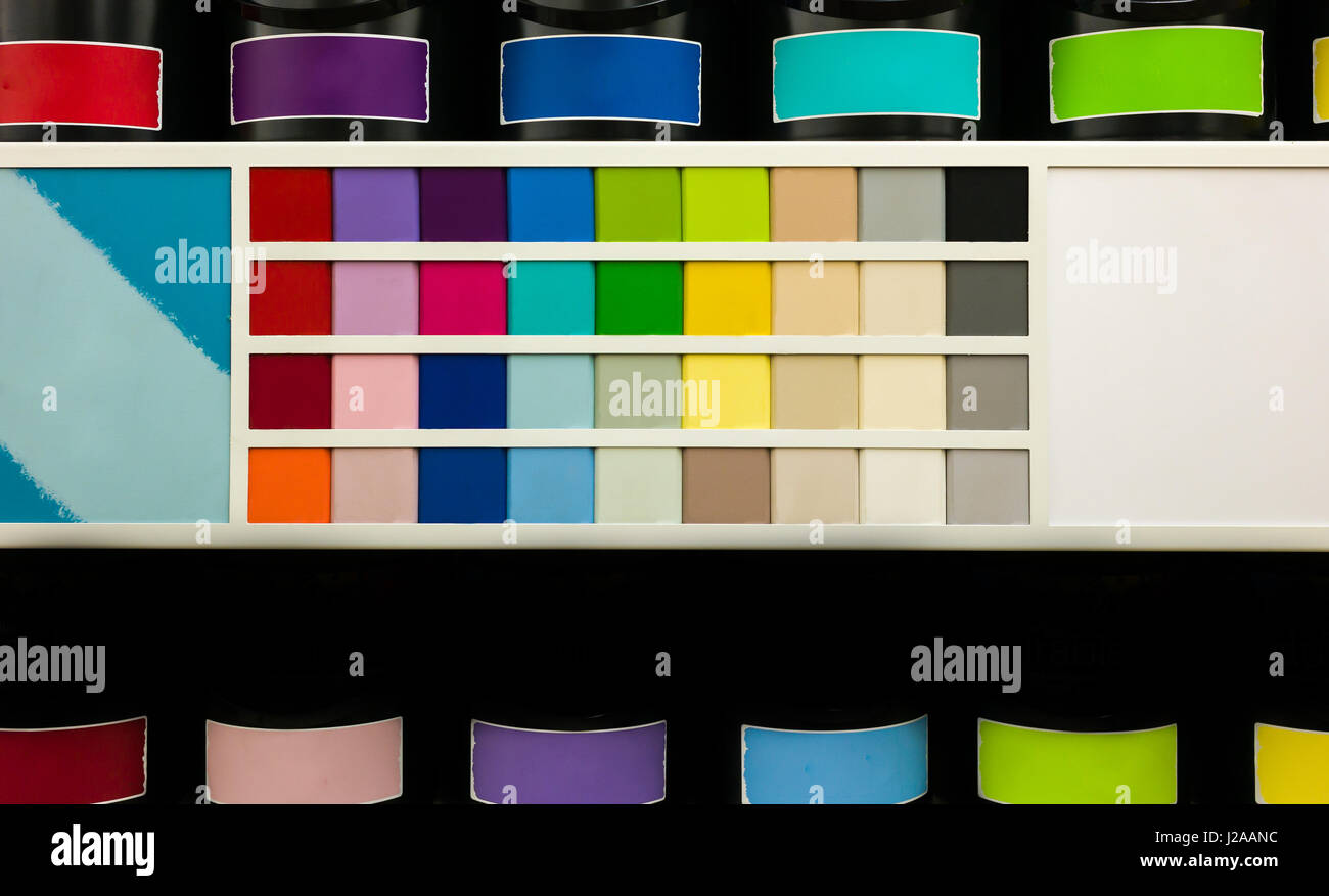 Paint can and color chart Stock Photo - Alamy