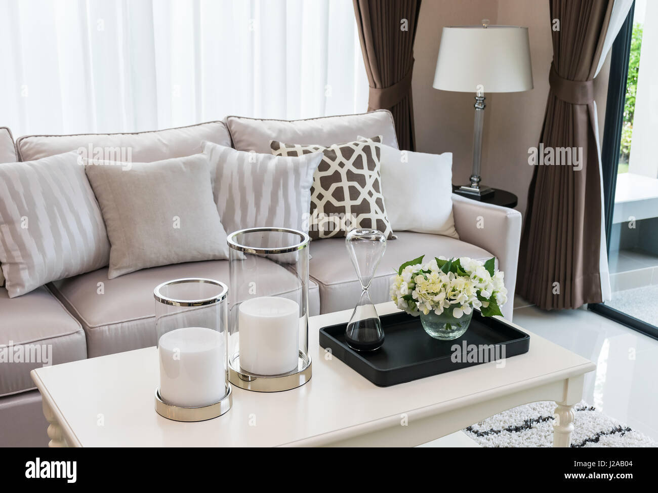 modern living room design with sofa and lamp Stock Photo - Alamy