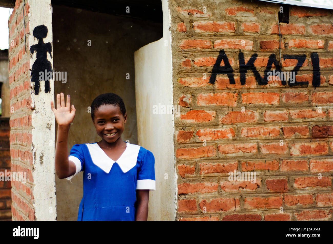 Malawi, Lilongwe, Chambwe Primary School, children using sanitary ...