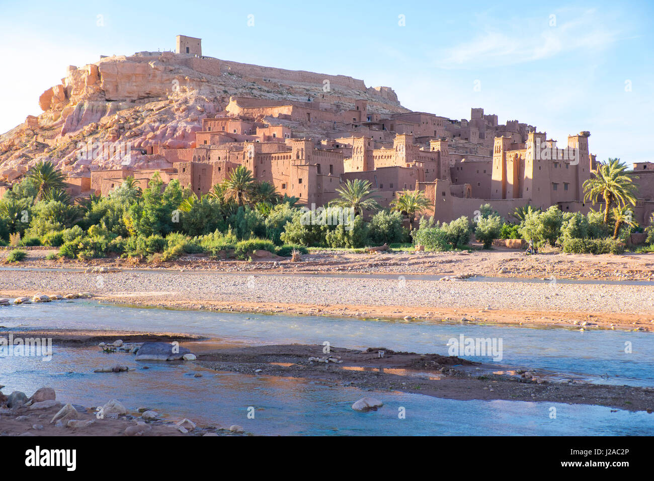 Morocco, Ouarzazate, Ait Benhaddou, a fortified city, or czar, along ...