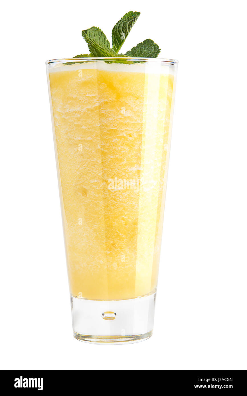 Refreshing smoothies with mint decoration on white background Stock ...