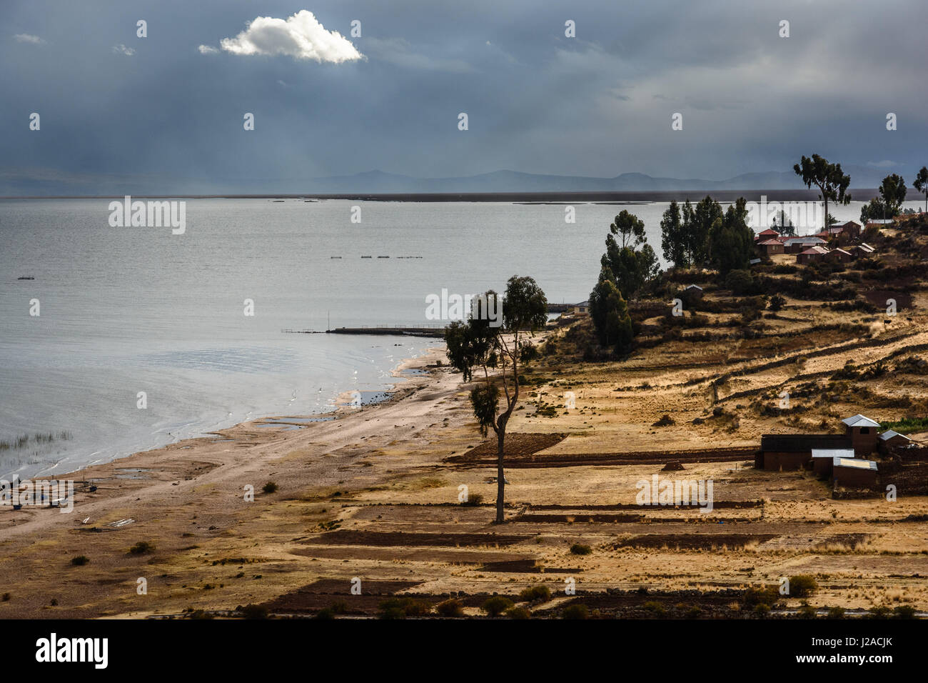 Peru, Puno, Lake Titicaca, about 3900 m above sea level, here from the ...