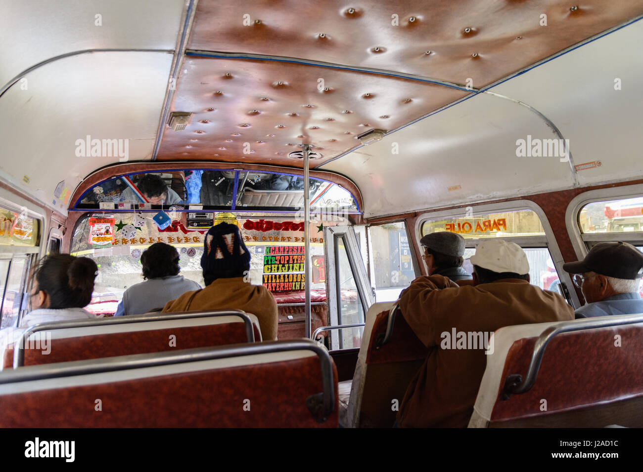Bolivia, La Paz Department, La Paz, ancient American Dodge buses with ...