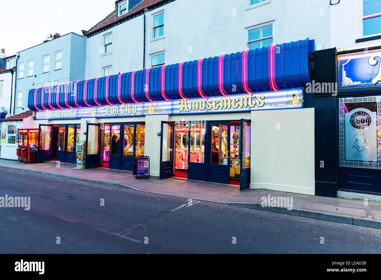 Whitby town amusements arcade on sea front North Yorkshire UK England ...