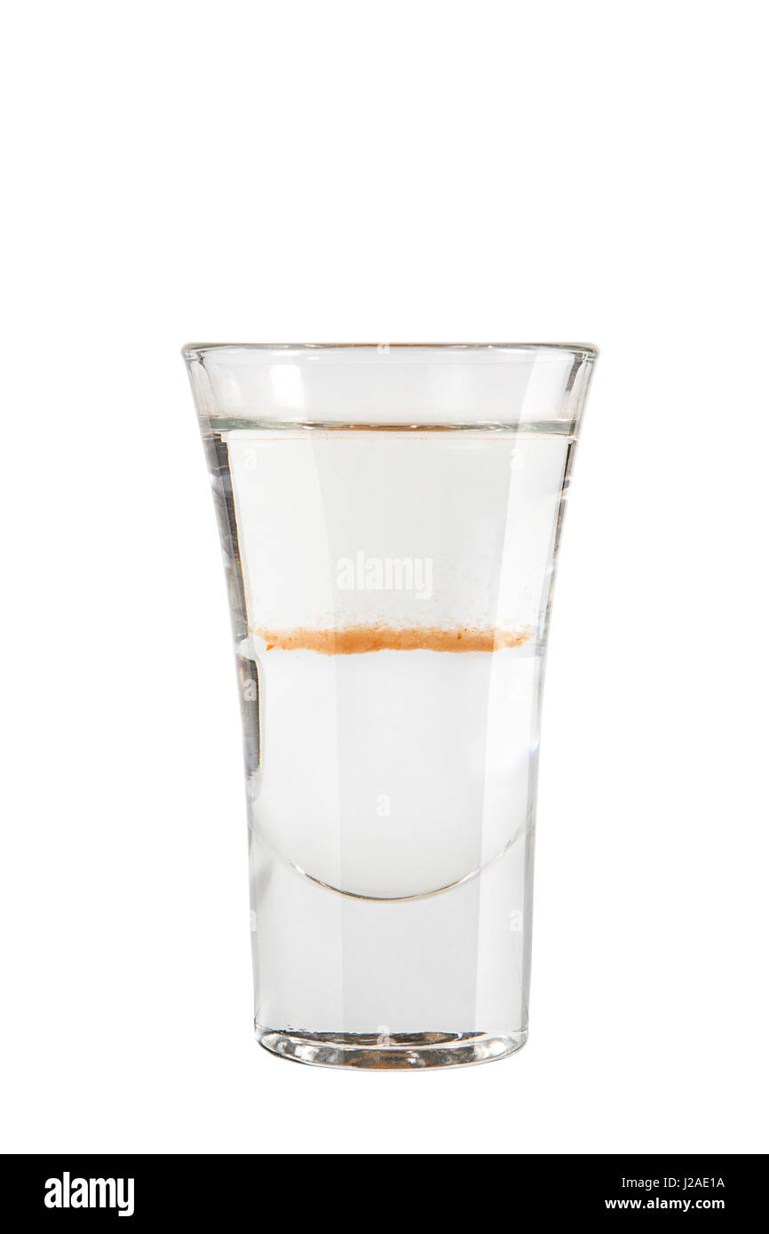 Shot. Alcoholic drink on a white background, isolated Stock Photo - Alamy