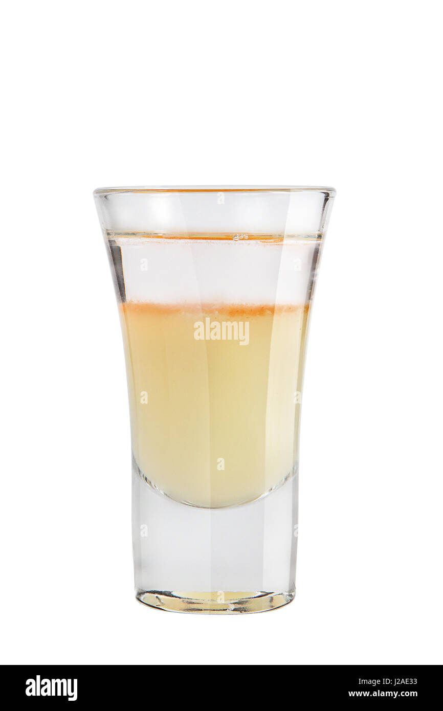 Shot. Alcoholic drink on a white background, isolated Stock Photo - Alamy