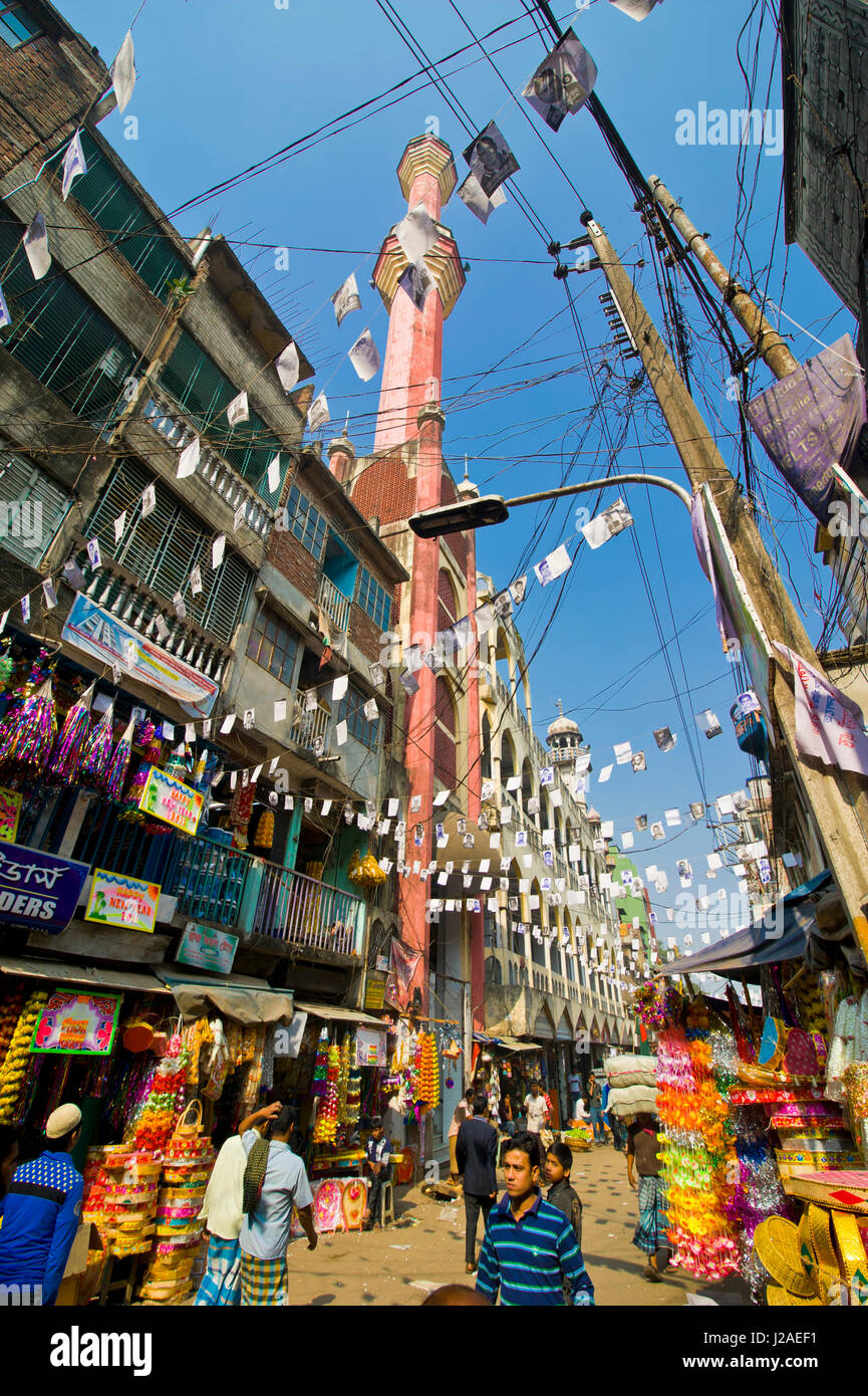 Busy street in the shopping district, Dhaka, Bangladesh, Asia Stock ...