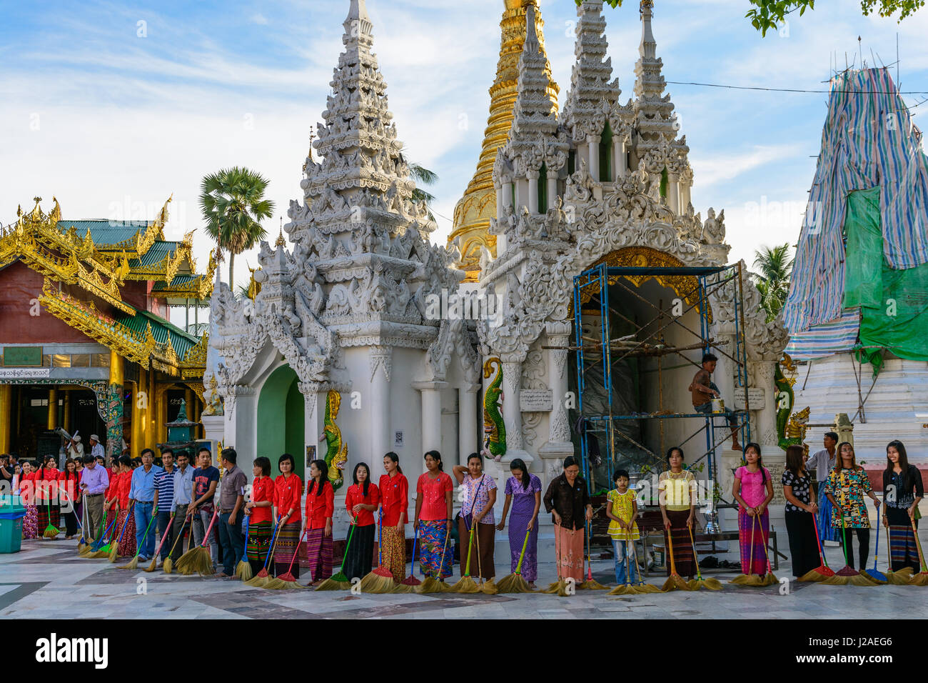 Myanmar (Burma), Yangon Region, Yangon, Shwedagon Pagoda Stock Photo ...