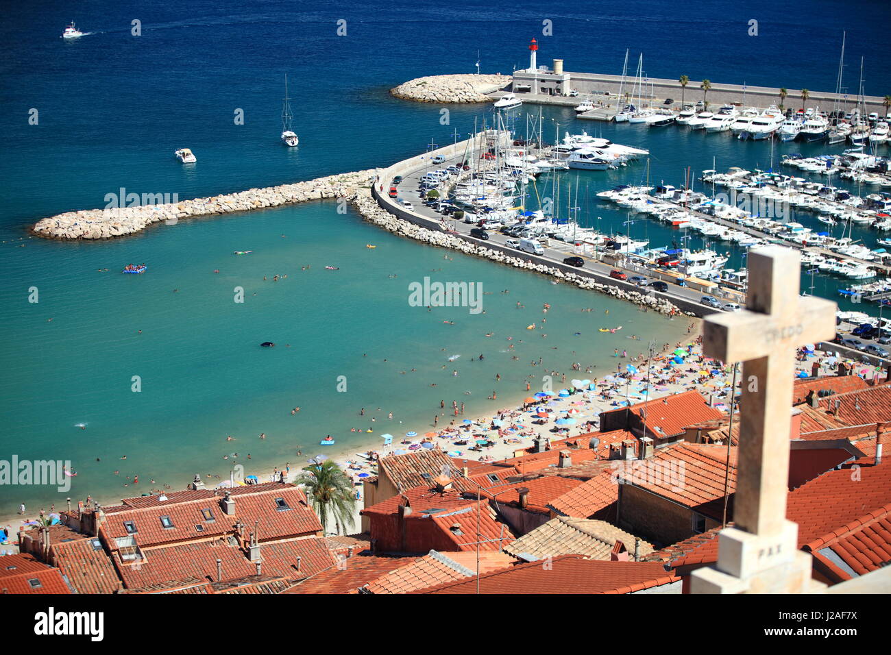 Plage des Sablettes, Menton, Alpes-Maritimes, 06, Cote d'Azur, PACA ...
