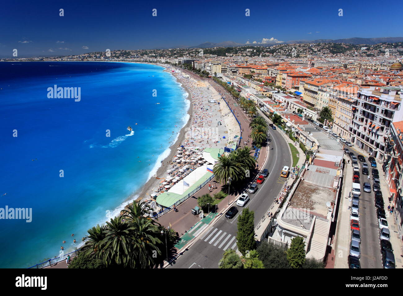 Overview of the beach in Nice, French Riviera Stock Photo - Alamy
