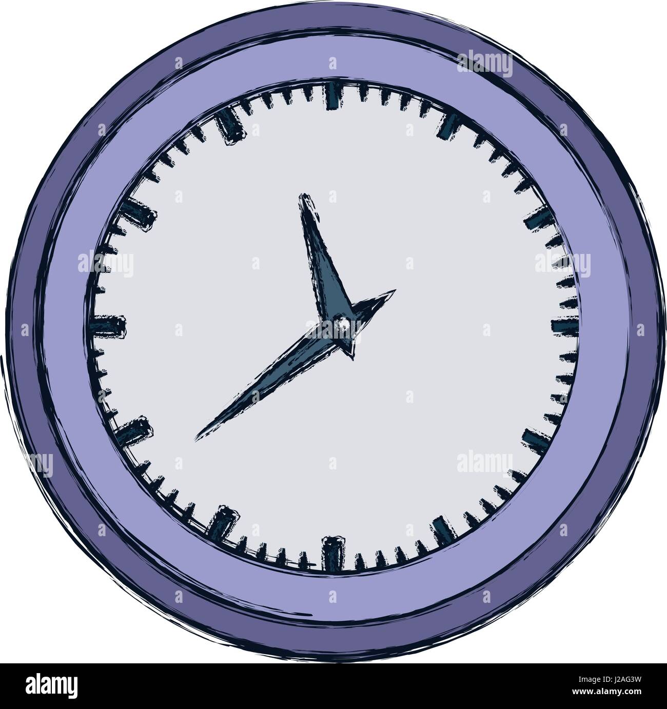 hand drawing color wall clock in purple thick contour Stock Vector ...