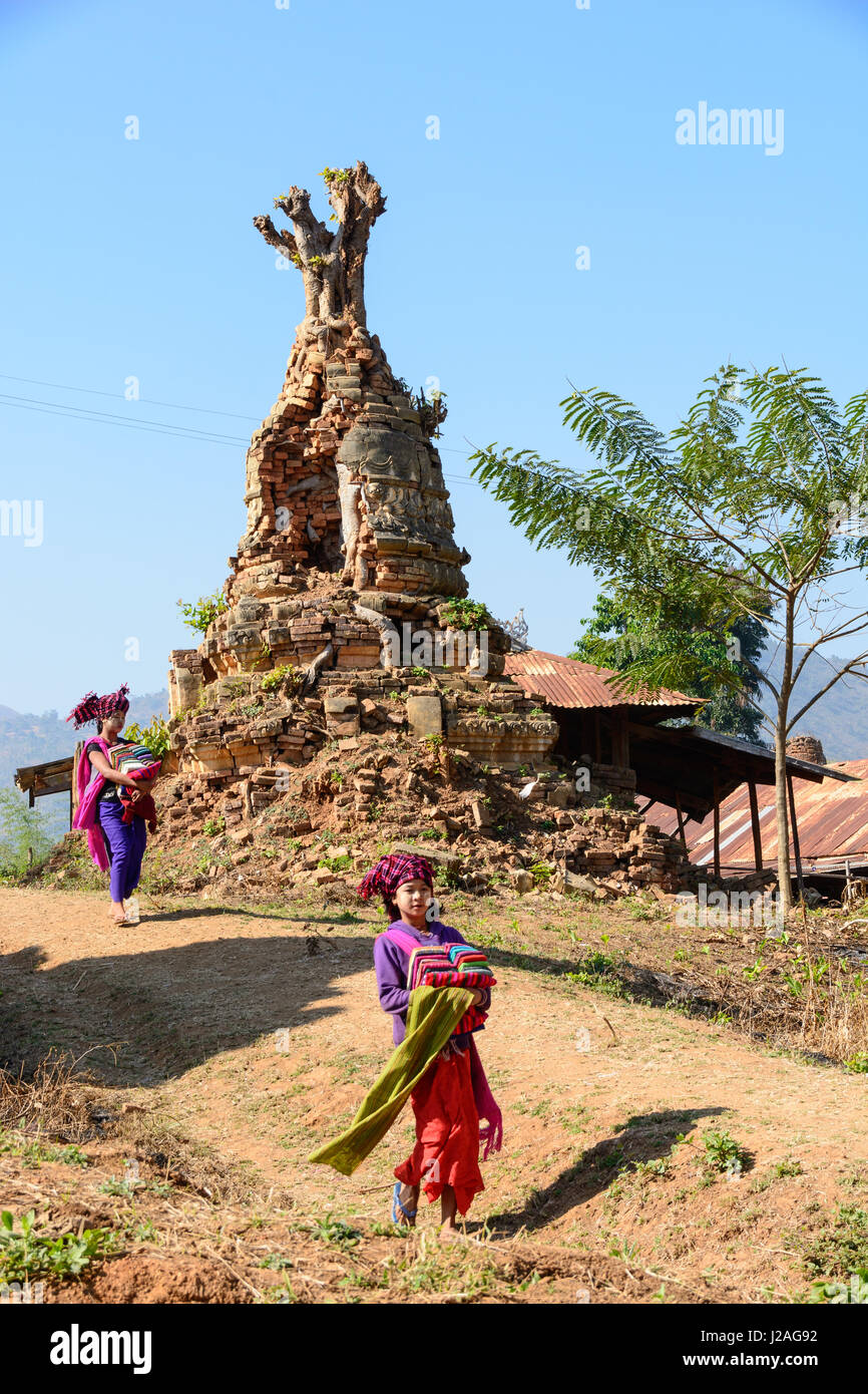 Myanmar (Burma), Shan, Taunggyi, ruins pagodas in Indein Stock Photo - Alamy