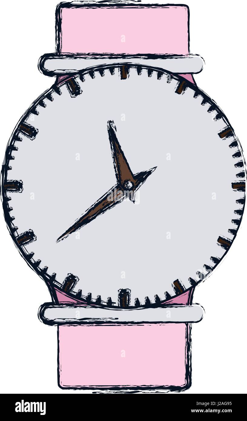 hand drawing color graphic of female wristwatch Stock Vector Image ...