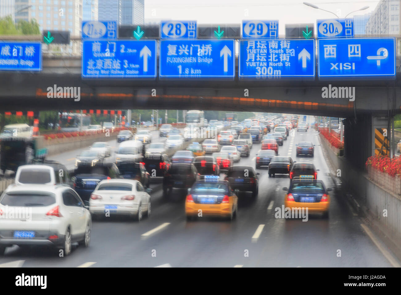 Cars on Highway, Downtown Beijing, China Stock Photo - Alamy