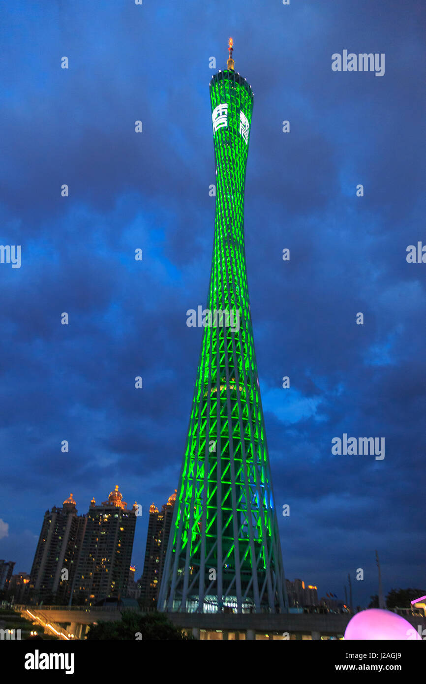Riverfront View of 600 meter high Canton Tower, Guangzhou, China Stock ...