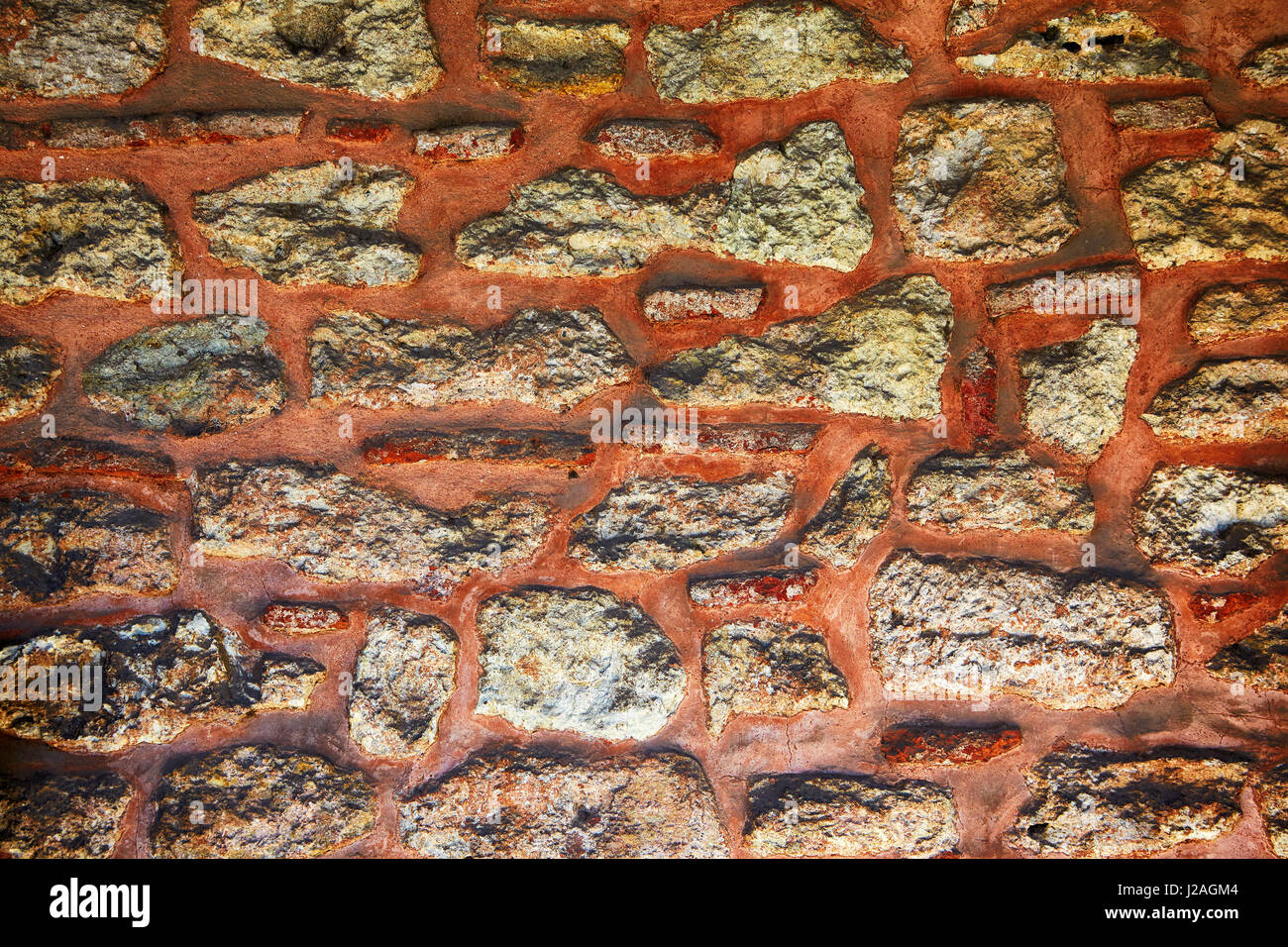 The sample of granite masonry with red mortar wall, Topkapi Palace ...