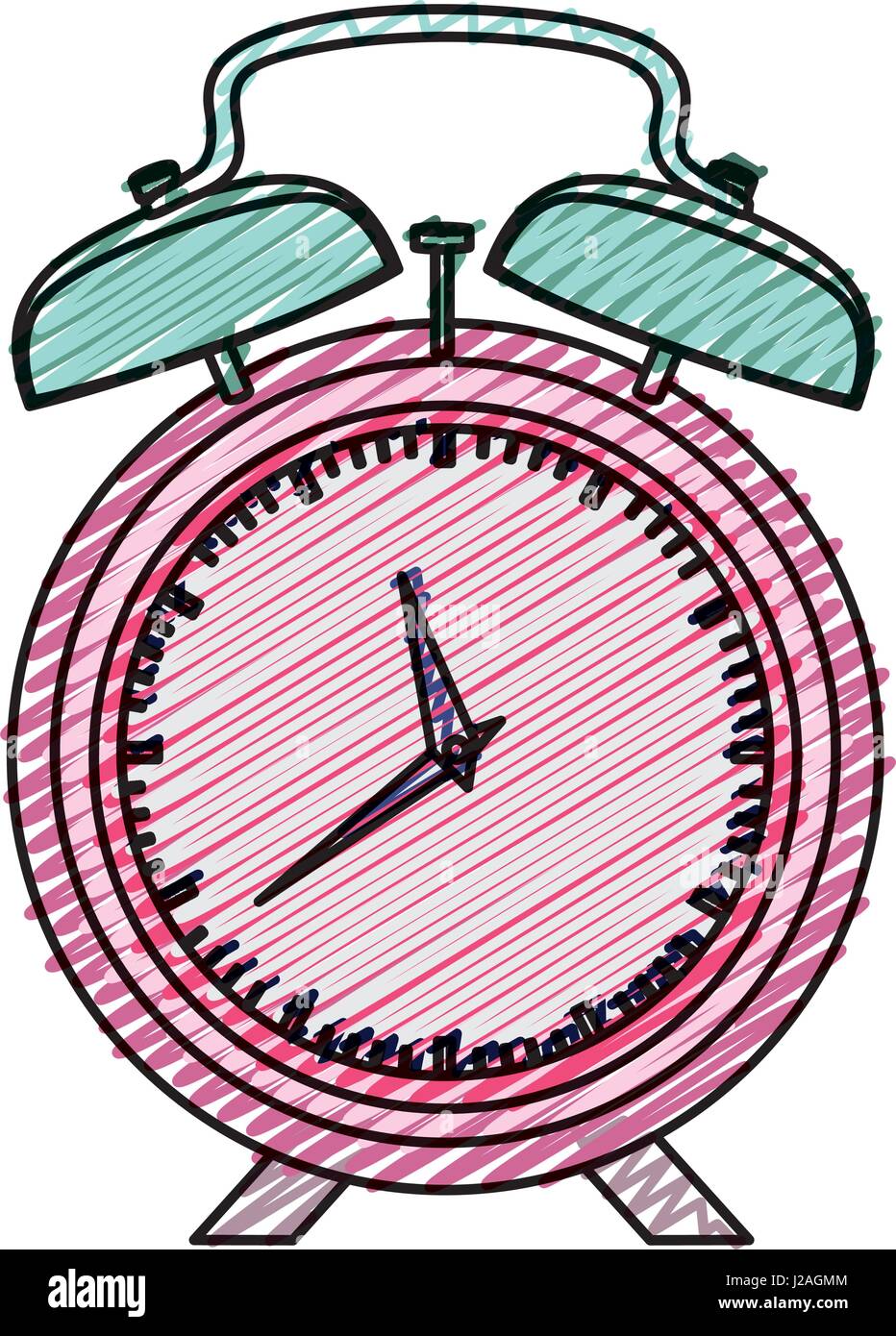color pencil graphic pink alarm clock Stock Vector Image & Art - Alamy