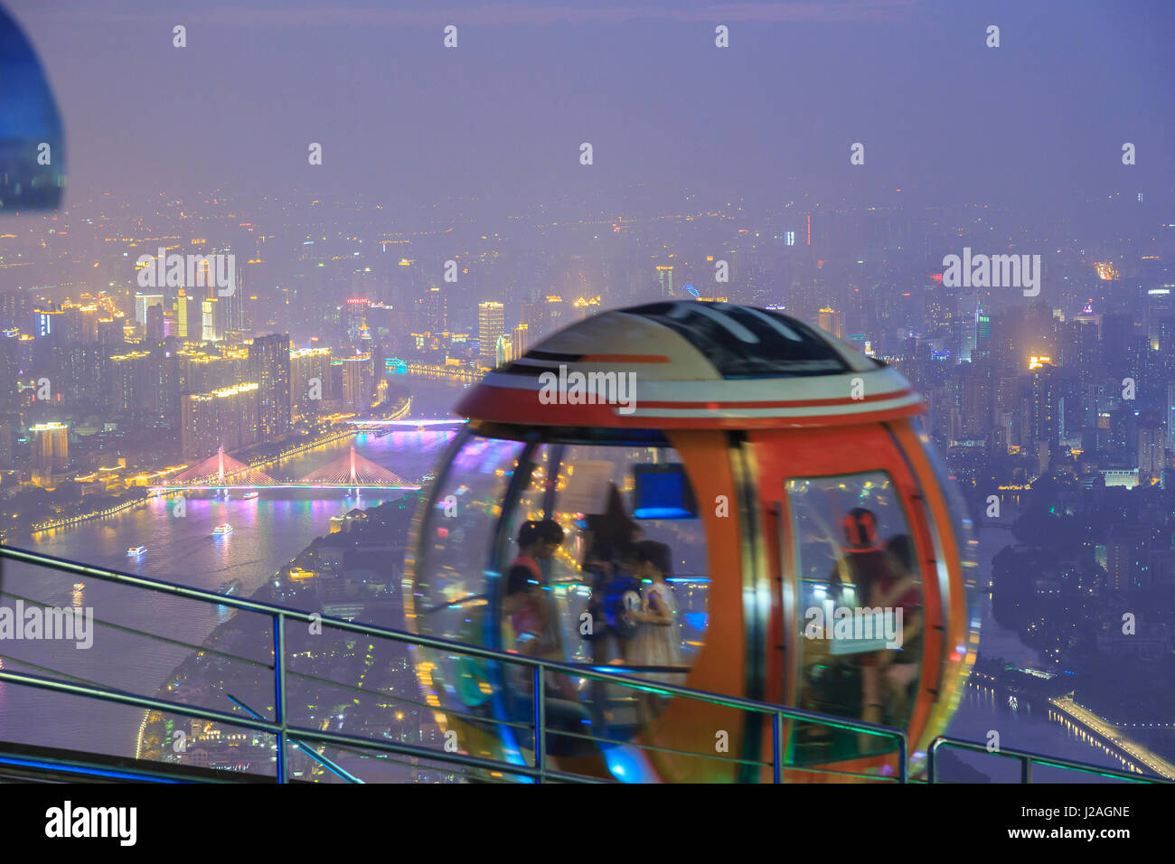 Ferris Wheel near top of Canton Tower, observation deck, Guangzhou ...