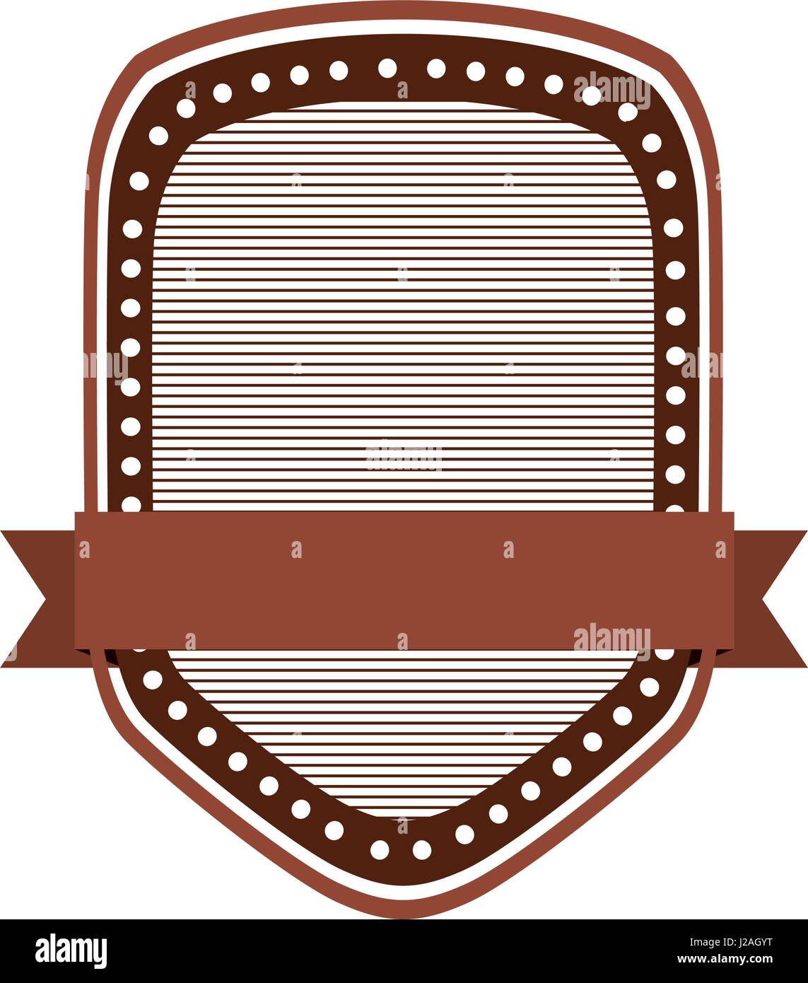 realistic brown color heraldic shield with striped inside and ...