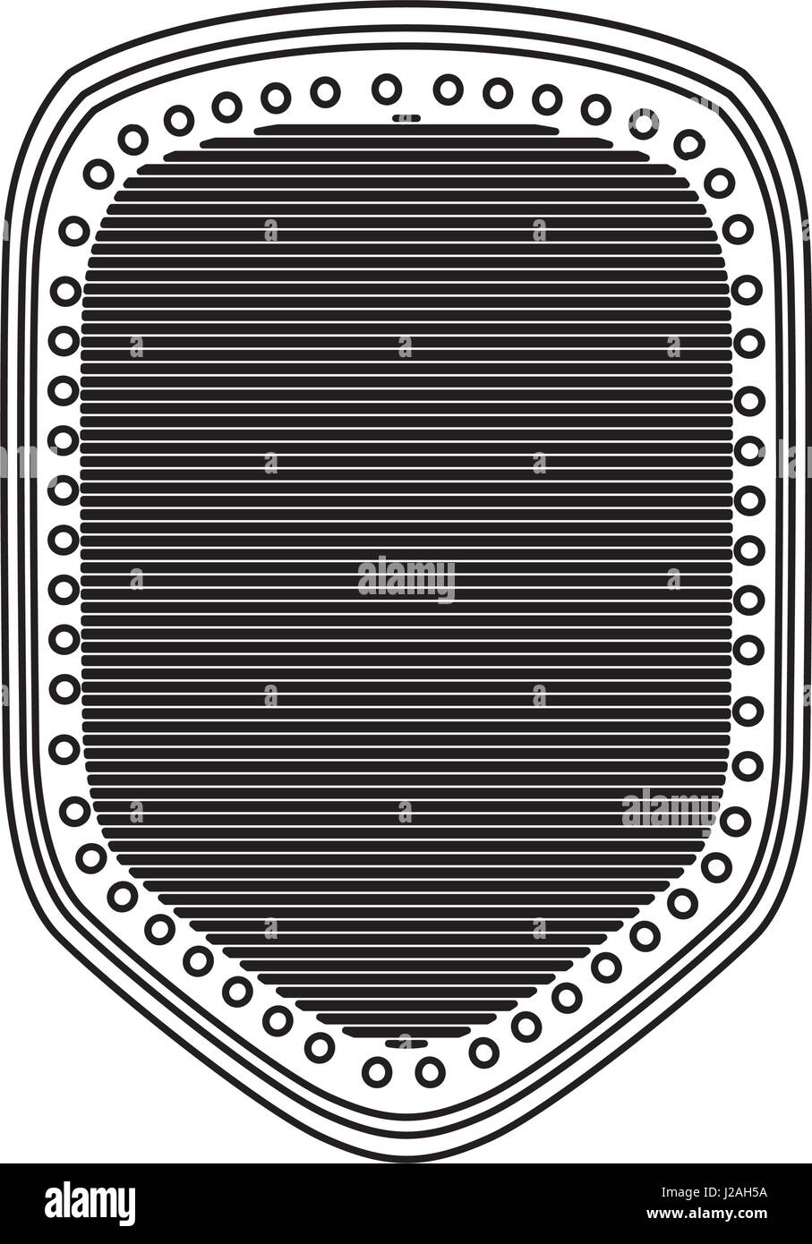 silhouette heraldic shield with striped inside and decorative dotted ...