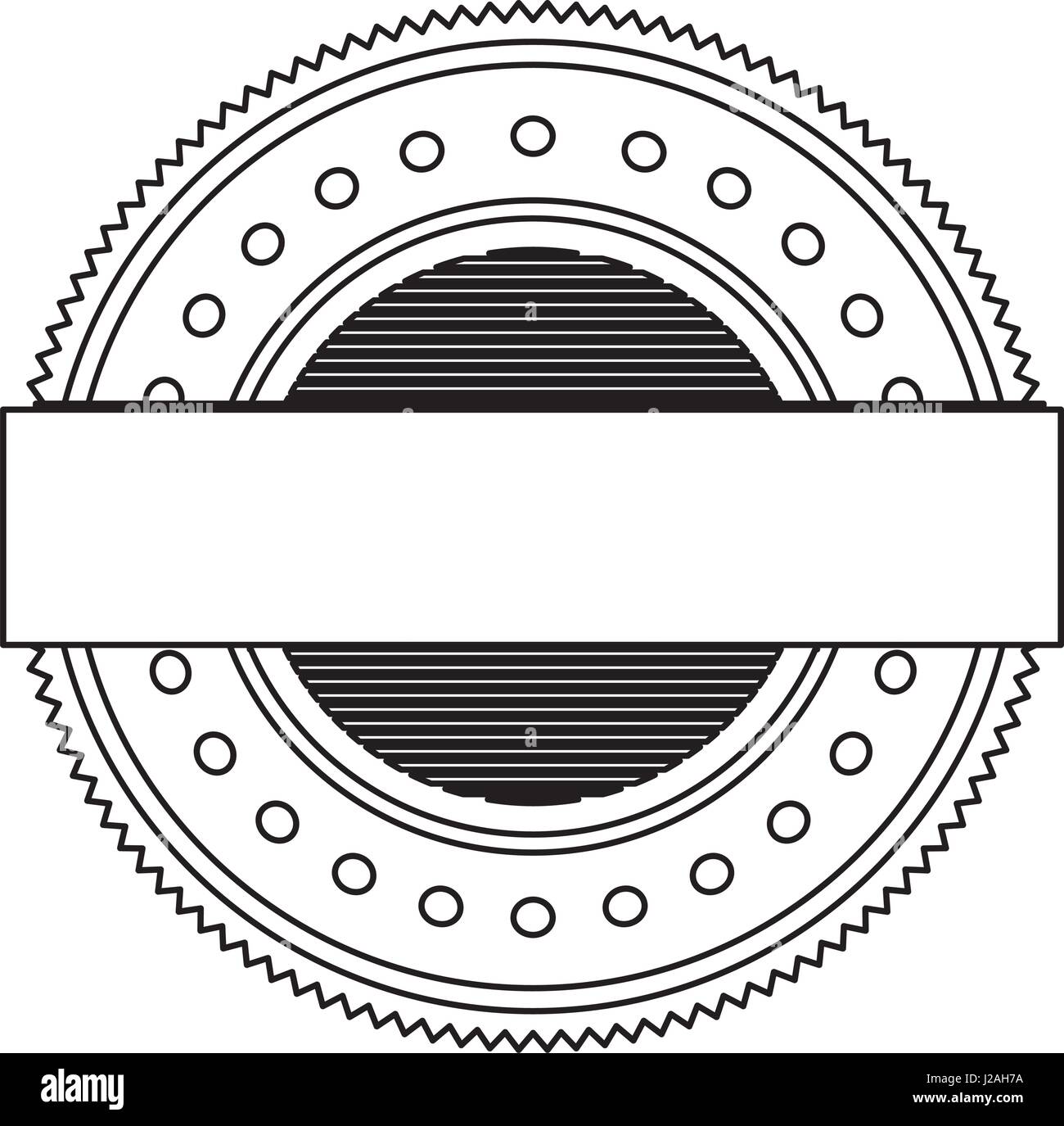 silhouette heraldic circular shape stamp with circles and decorative ...