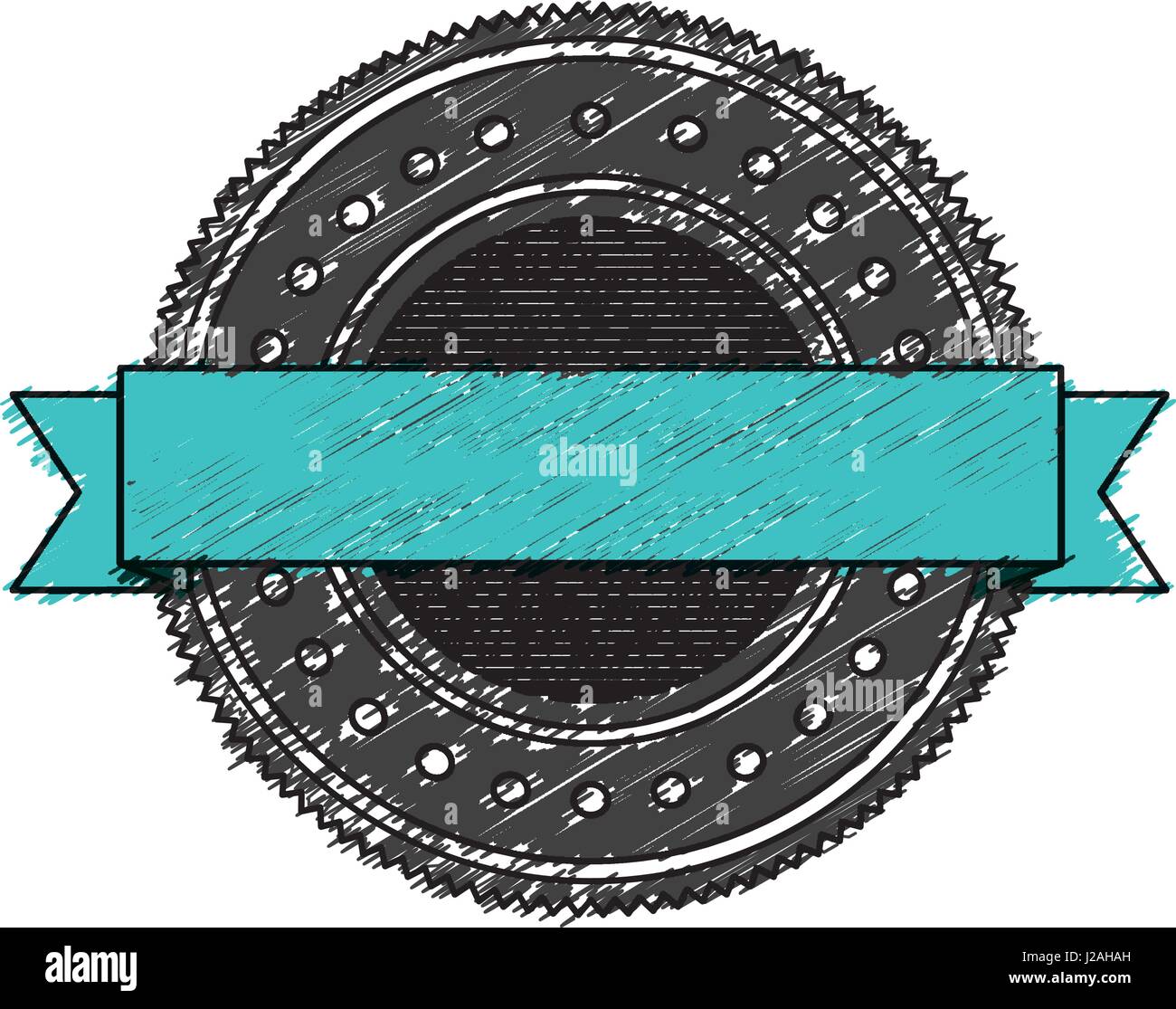 color pencil heraldic round stamp with blue ribbon Stock Vector Image ...