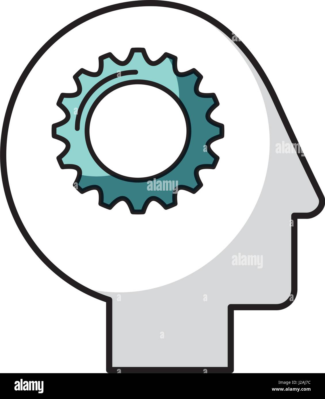 human head profile with gear Stock Vector Image & Art - Alamy