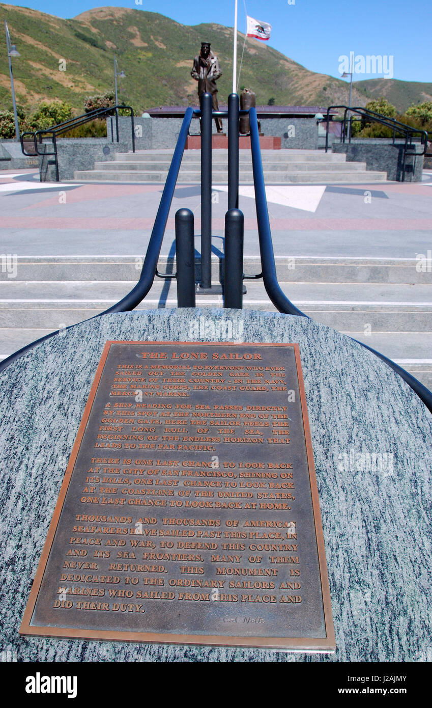 The Lone Sailor Memorial at The Golden Gate Bridge, San Francisco ...