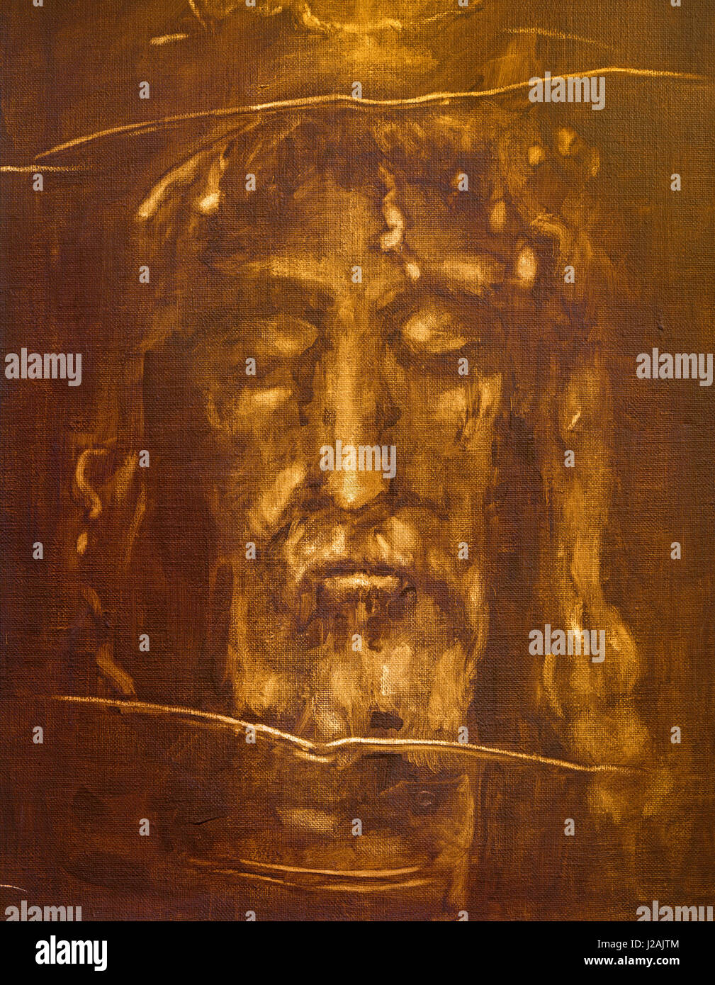 TURIN, ITALY - MARCH 13, 2017: The painting of Jesus Christ face from ...