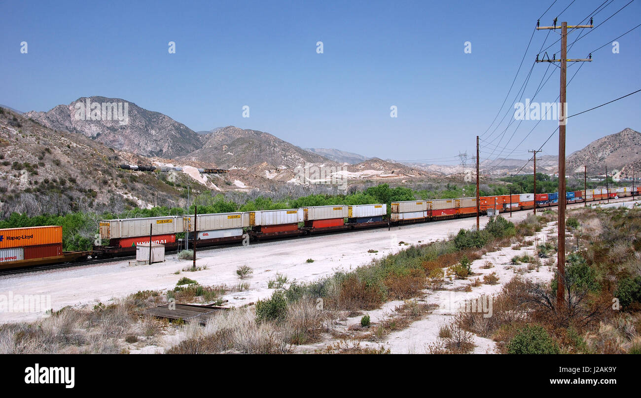 Freight train at Cajon Pass, San Bernardino County, California, USA Stock Photo - Alamy