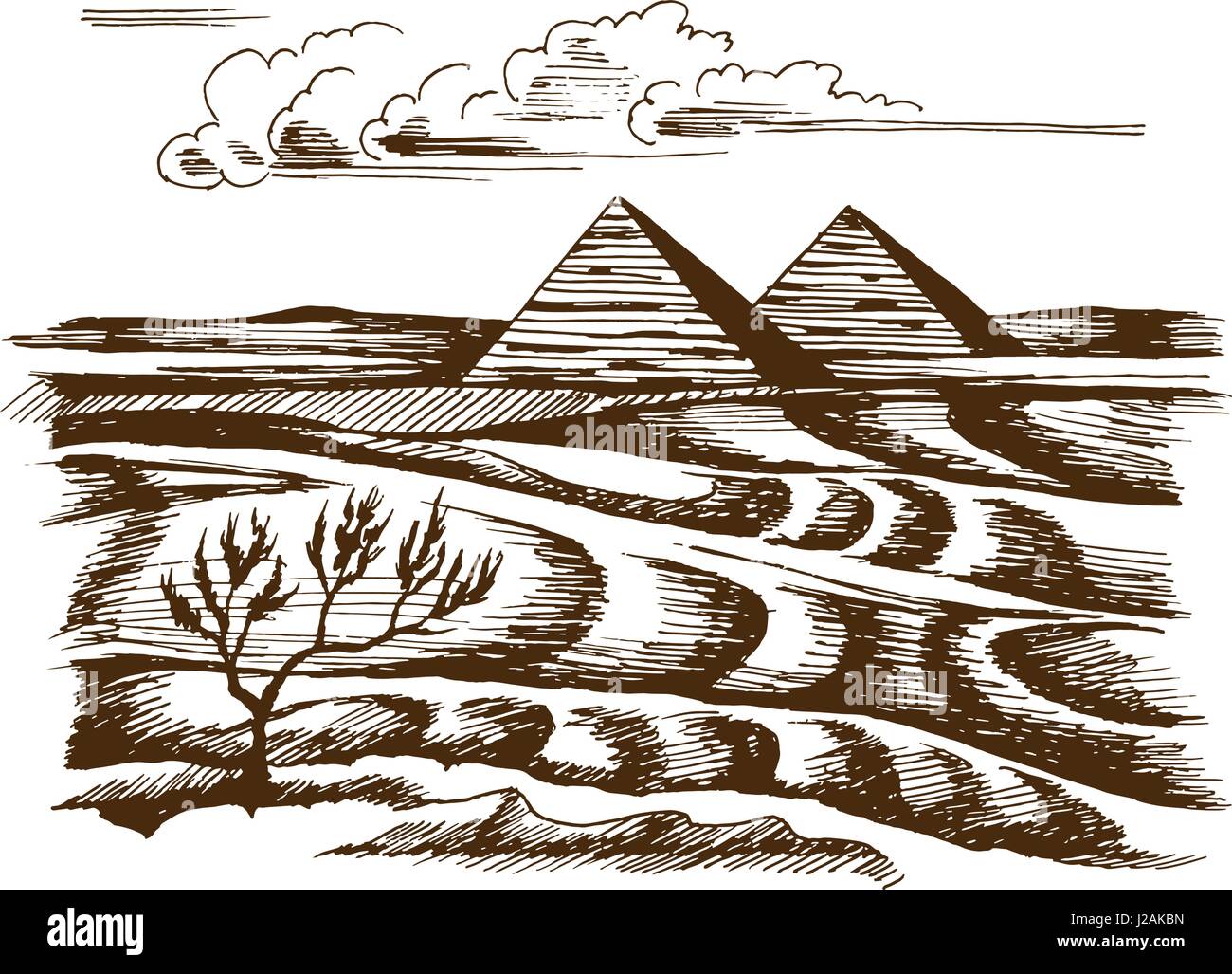 Landscape pyramids giza in Stock Vector Images - Alamy