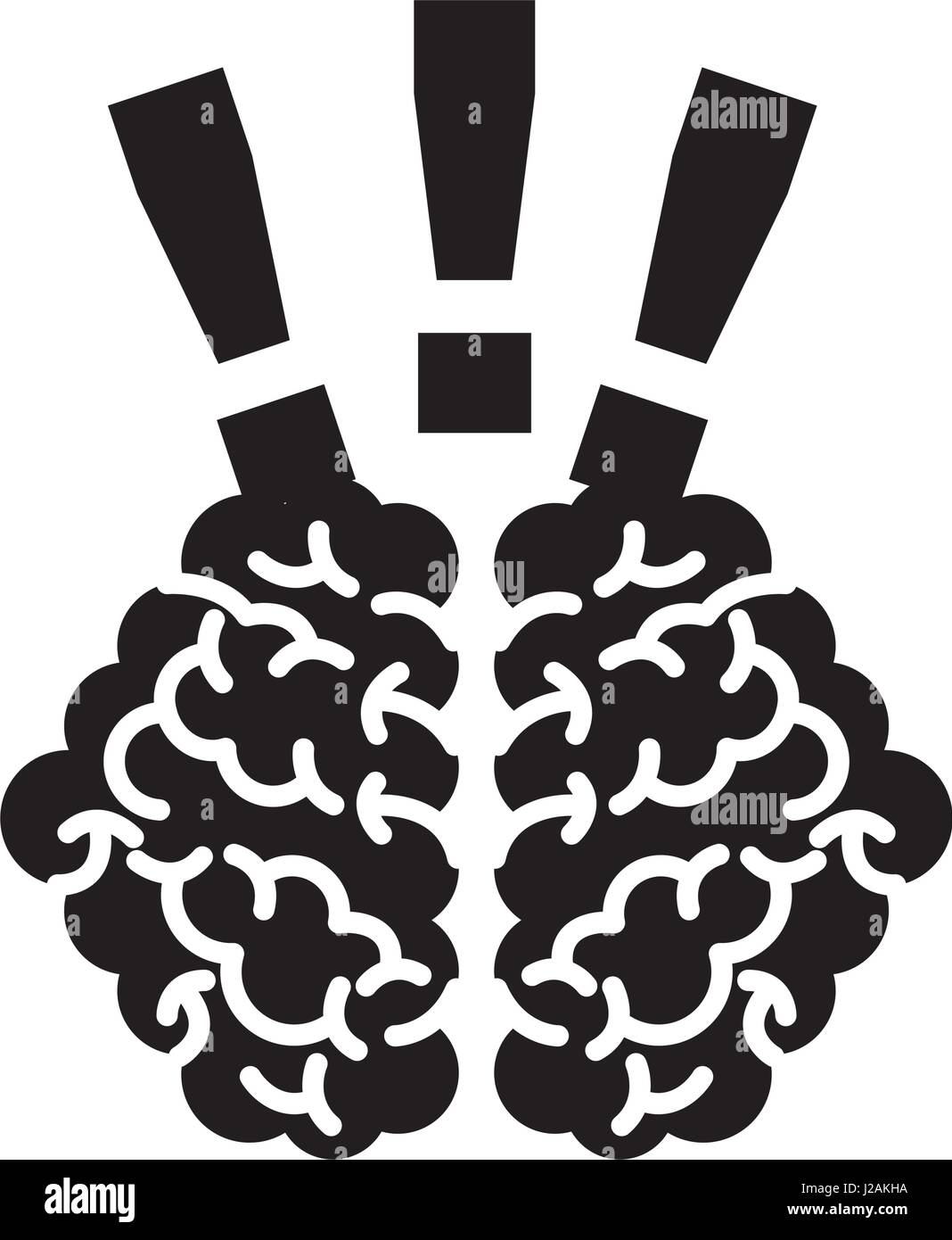 storm brain with exclamation mark isolated icon Stock Vector Image ...