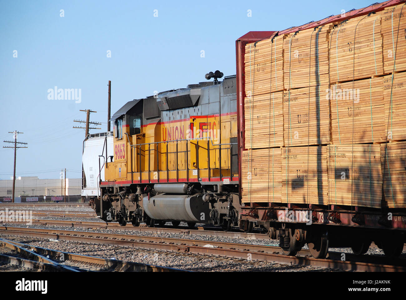 Union Pacific locomotive and freight cars near Las Vegas, Nevada, USA ...