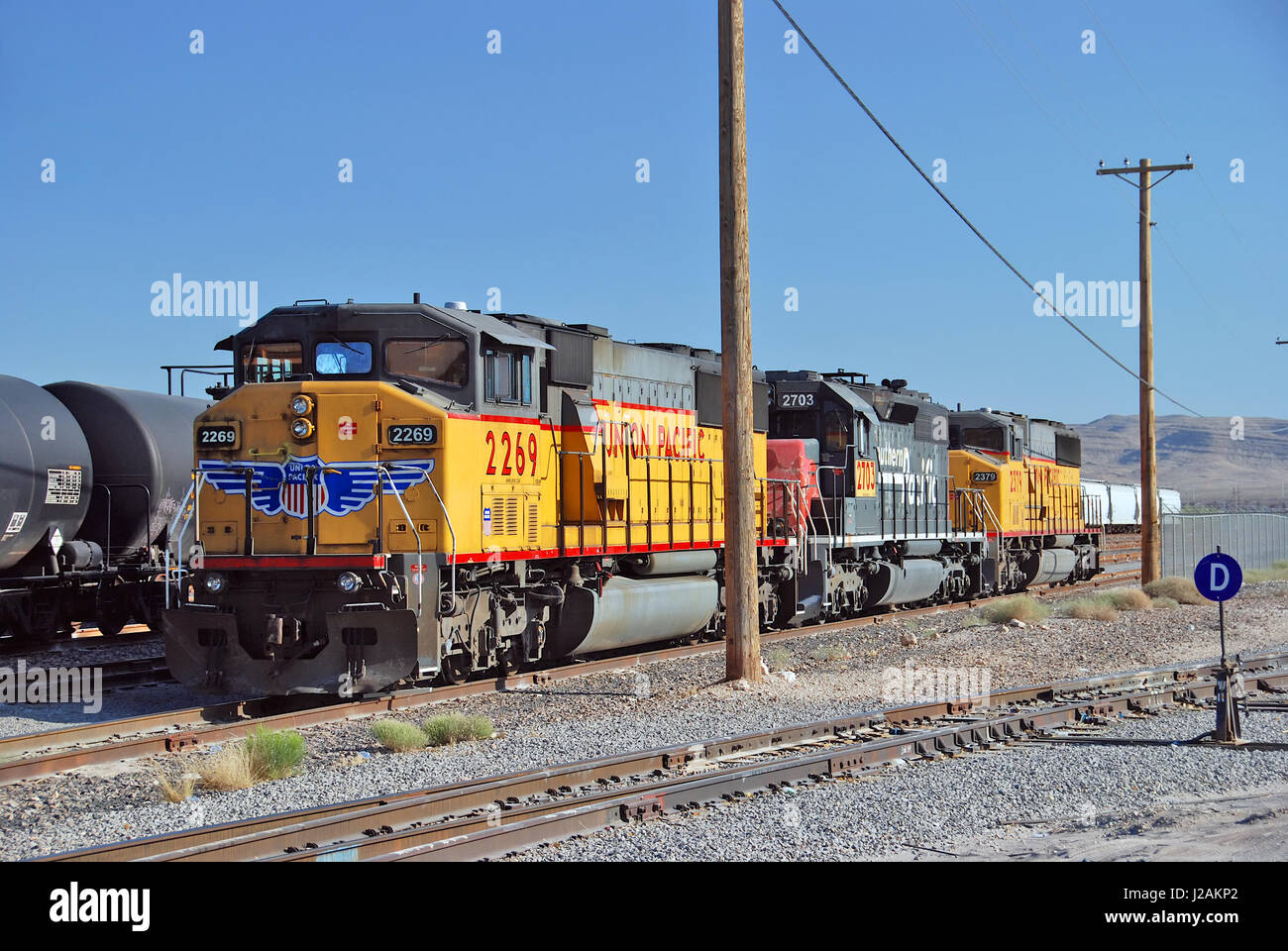 Union Pacific locomotive and freight cars near Las Vegas, Nevada, USA Stock Photo - Alamy