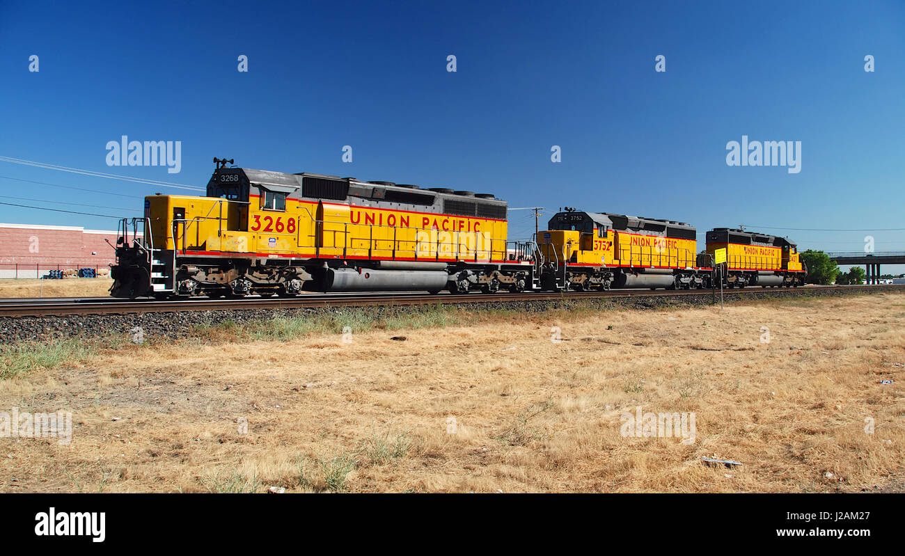 Three Union Pacific EMD SD40-2 locomotives at Roseville, Placer County, California, USA Stock ...
