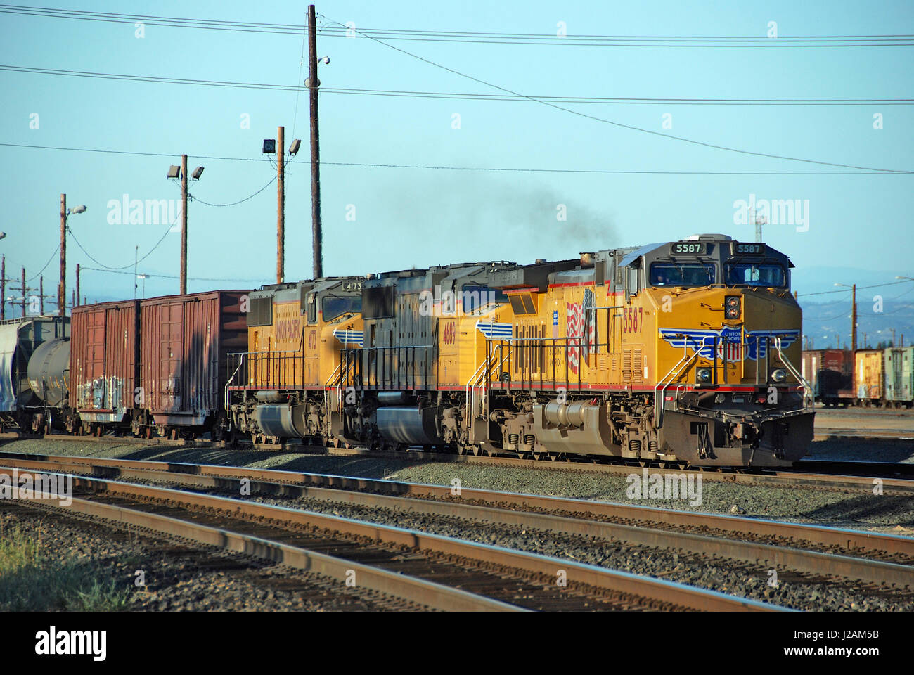 Union Pacific locomotives at Roseville, Placer County, California, USA ...