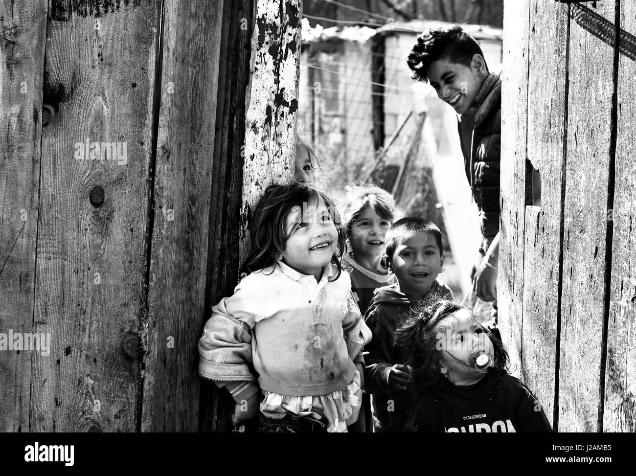 Romanian street children Black and White Stock Photos & Images - Alamy