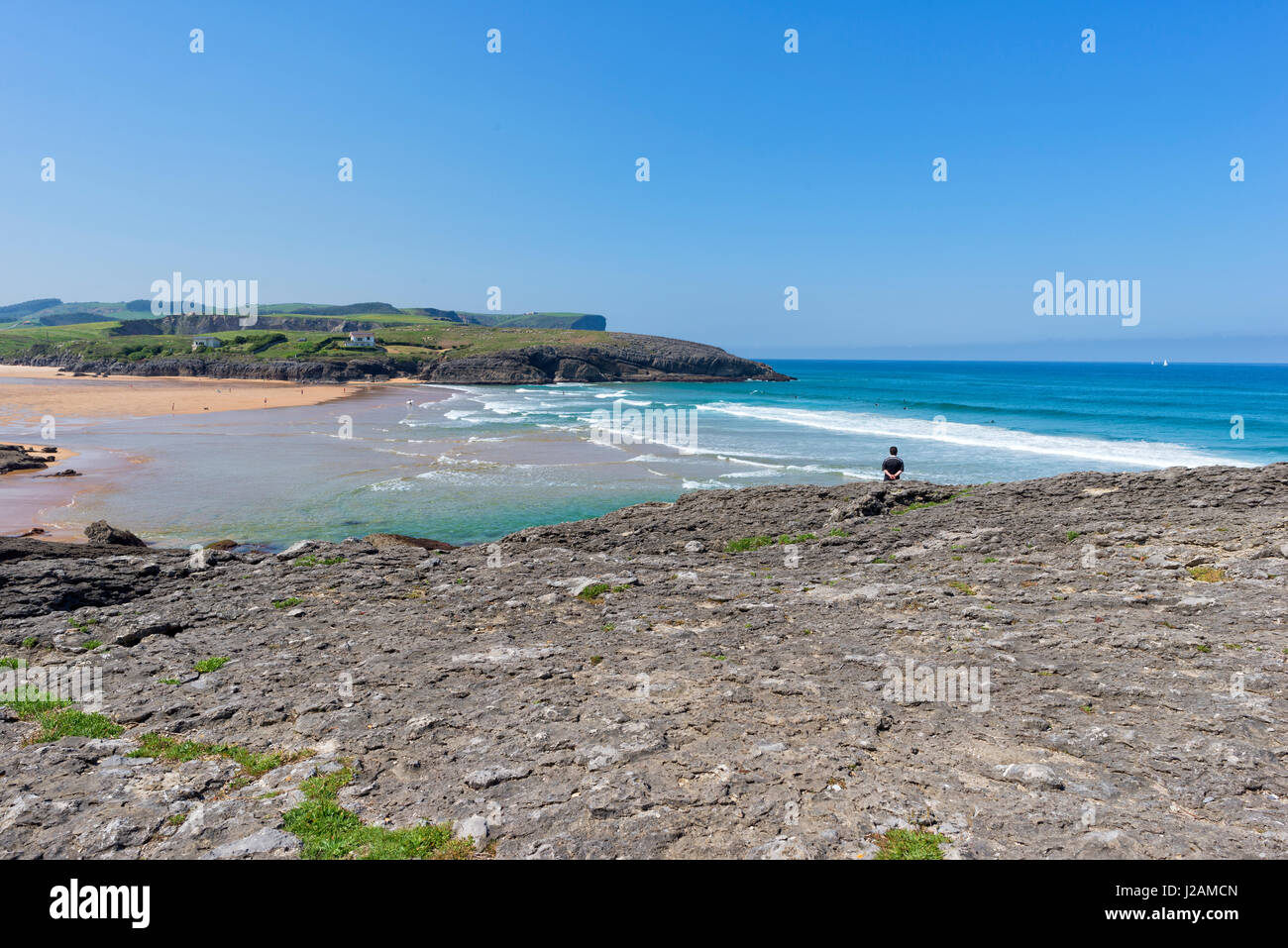 The cuberris beach in Ajo in Cantabria Stock Photo - Alamy